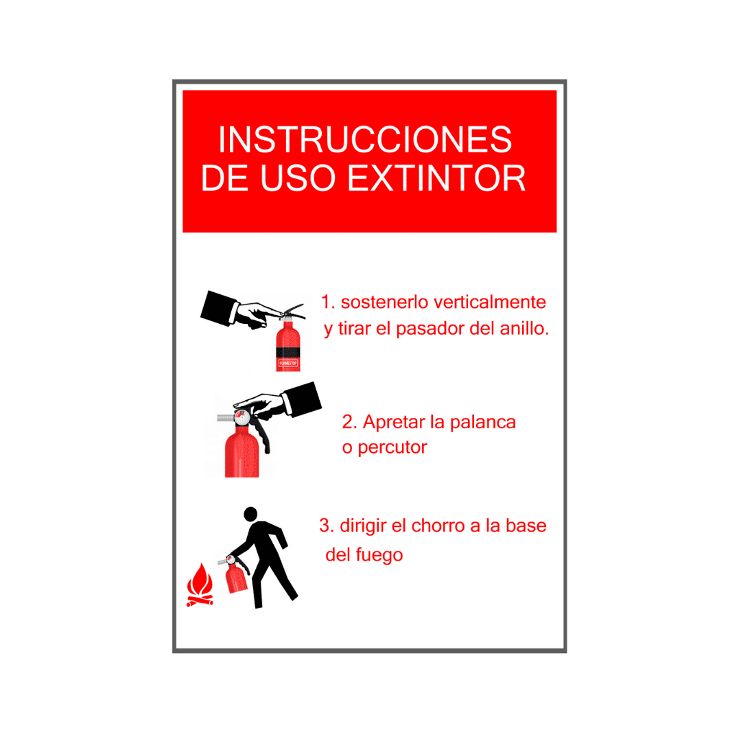 Señalética 14 x 20 cm "Instrucciones uso Extintor" - Gráfica R&G SpA